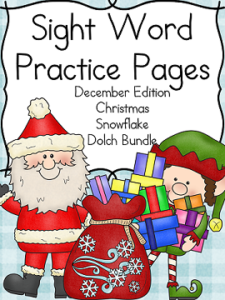 December Sight Word Practice Pages