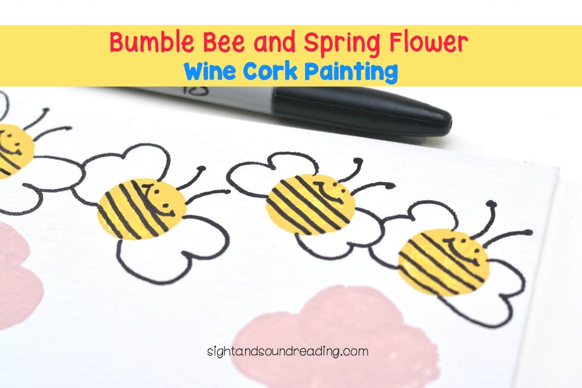 Easy Bumble Bee and Spring Flower Wine Cork Painting | Mrs. Karle's ...