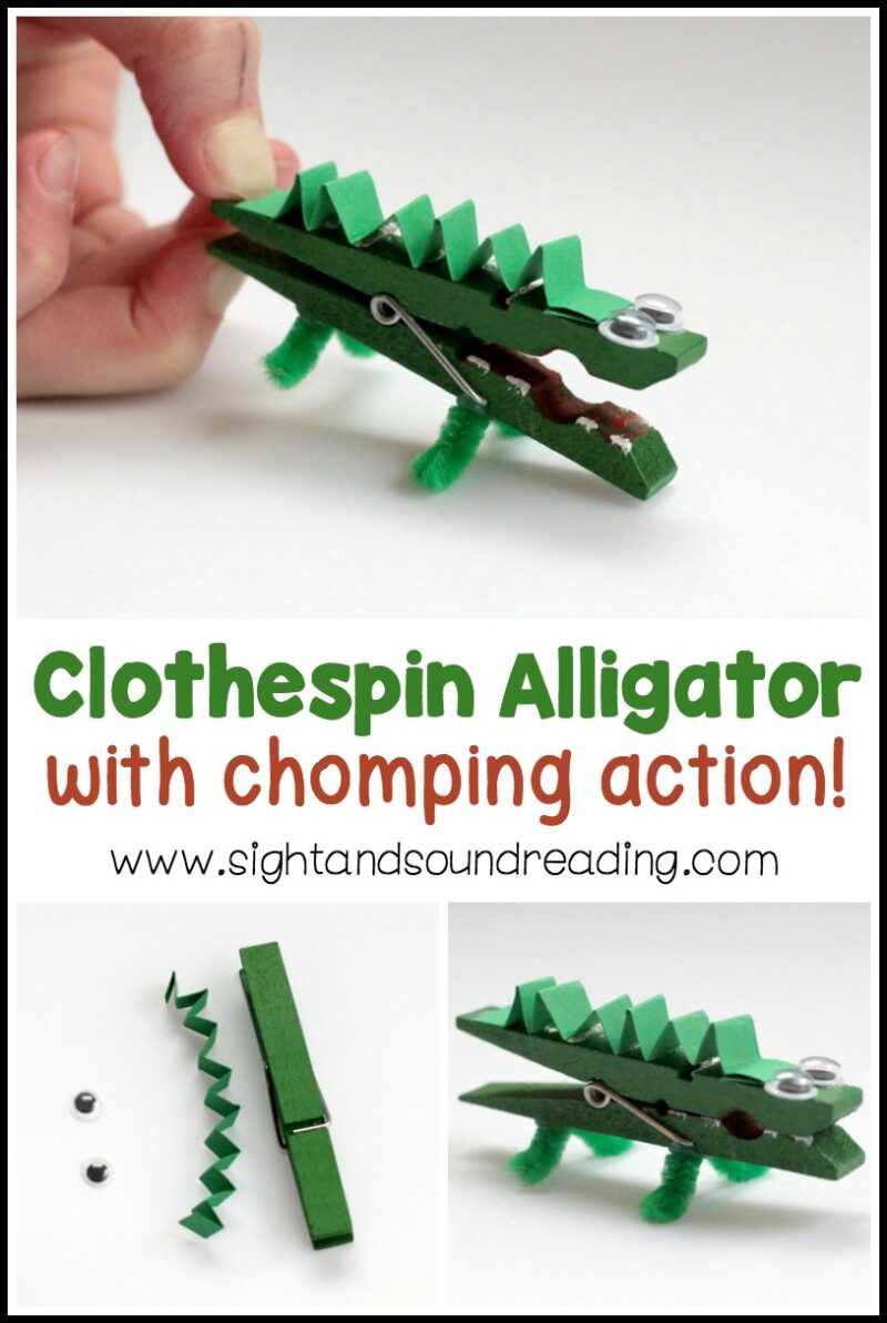 Chomping Clothespin Alligator Craft | Mrs. Karle's Sight and Sound Reading