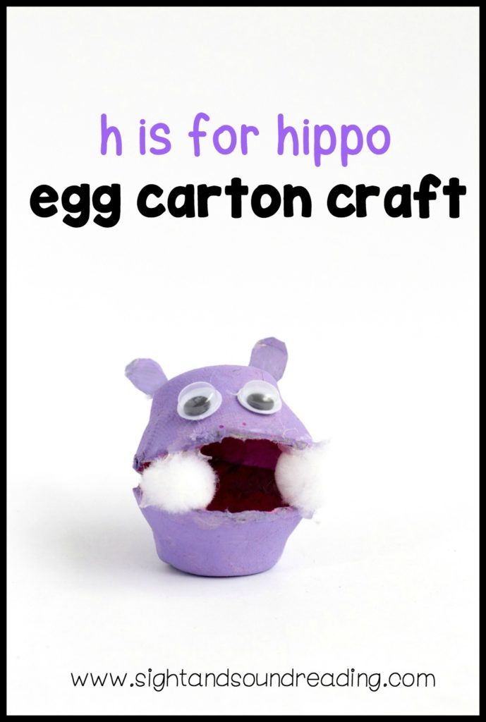 Letter H Craft: Hippo Egg Carton Craft | Mrs. Karle's Sight and Sound ...