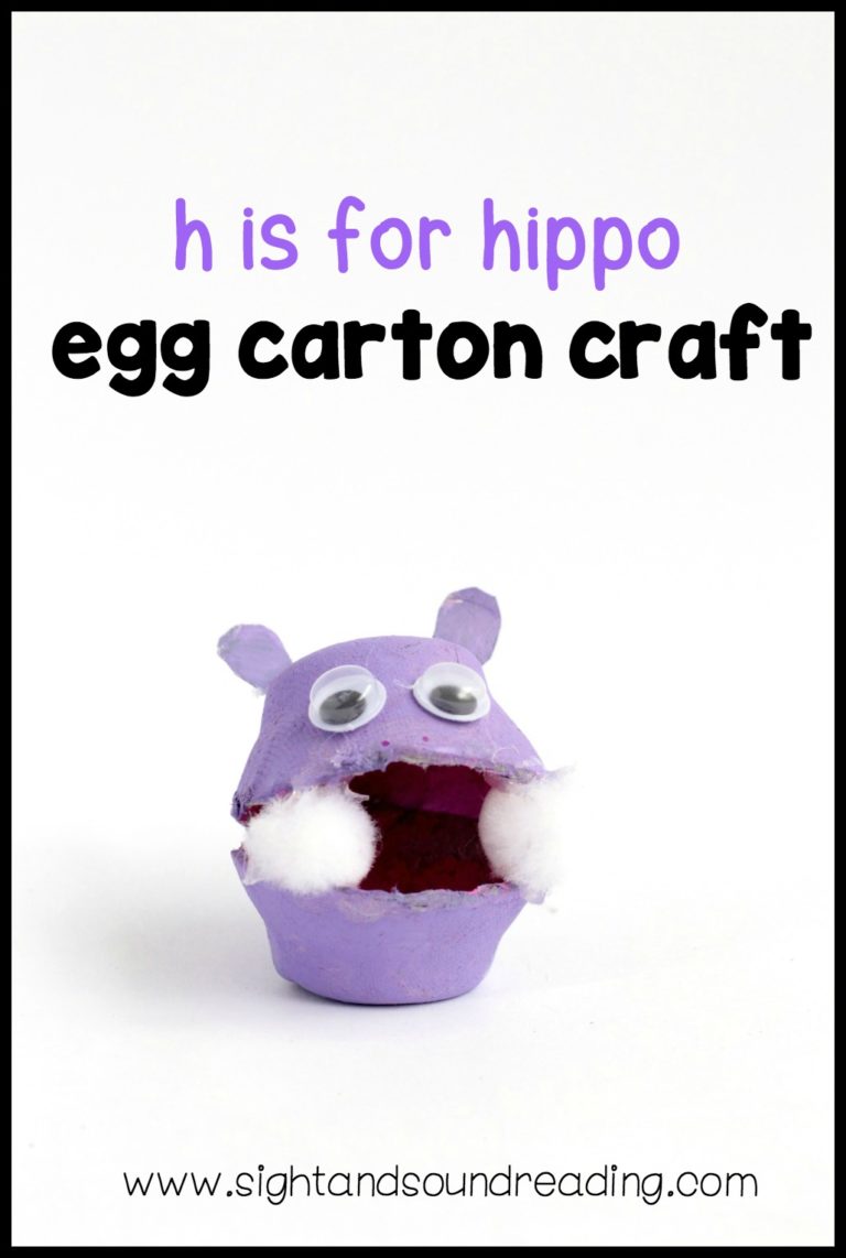 Letter H Craft: Hippo Egg Carton Craft | Mrs. Karle's Sight and Sound ...