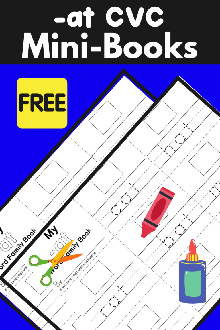 2 Free CVC AT Family Worksheets -Make a Minibook! | Mrs. Karle's Sight ...