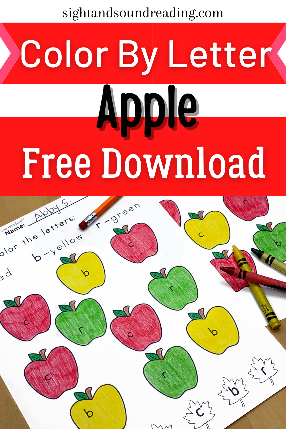 Color by Letter Fall Apple Activity | Mrs. Karle's Sight and Sound Reading