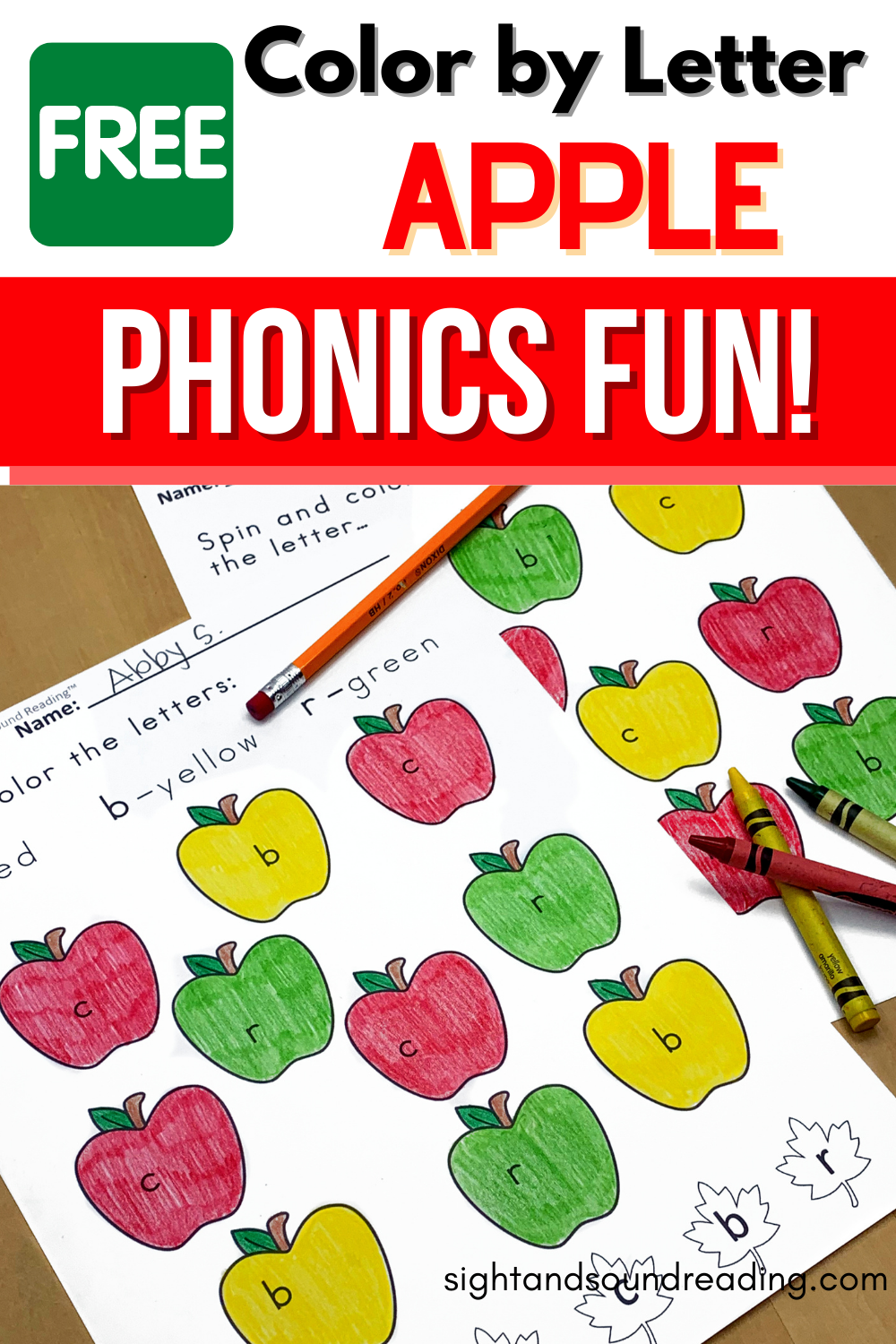 Color by Letter Fall Apple Activity | Mrs. Karle's Sight and Sound Reading