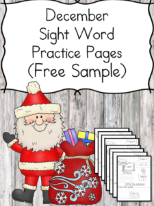 December Sight Word Practice Pages