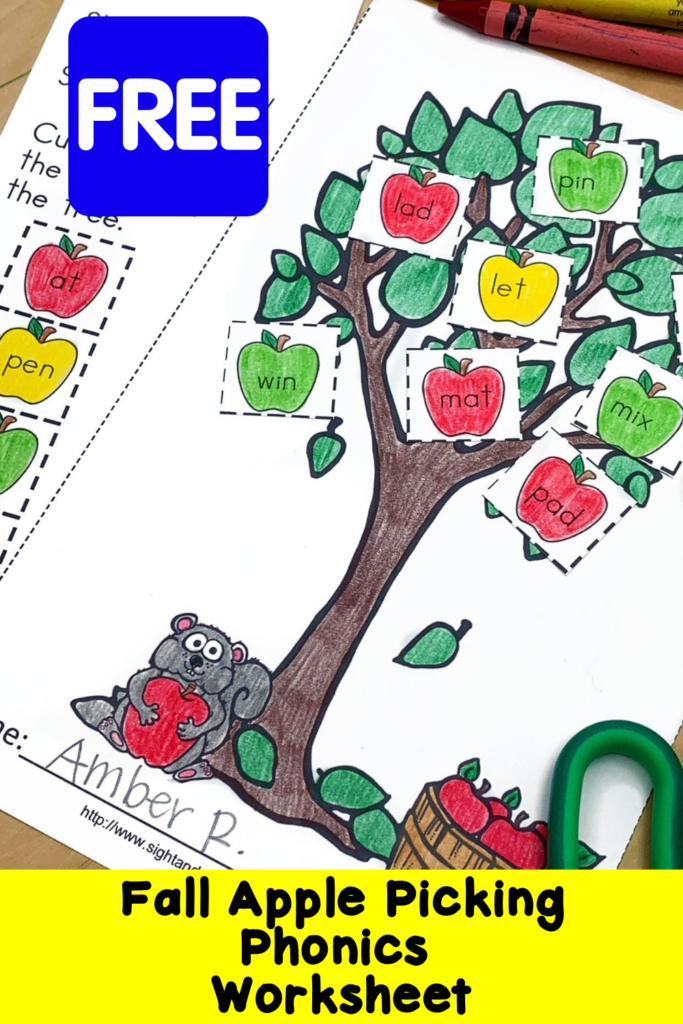 Free Phonics Worksheet - Apple Picking Edition | Mrs. Karle's Sight and ...