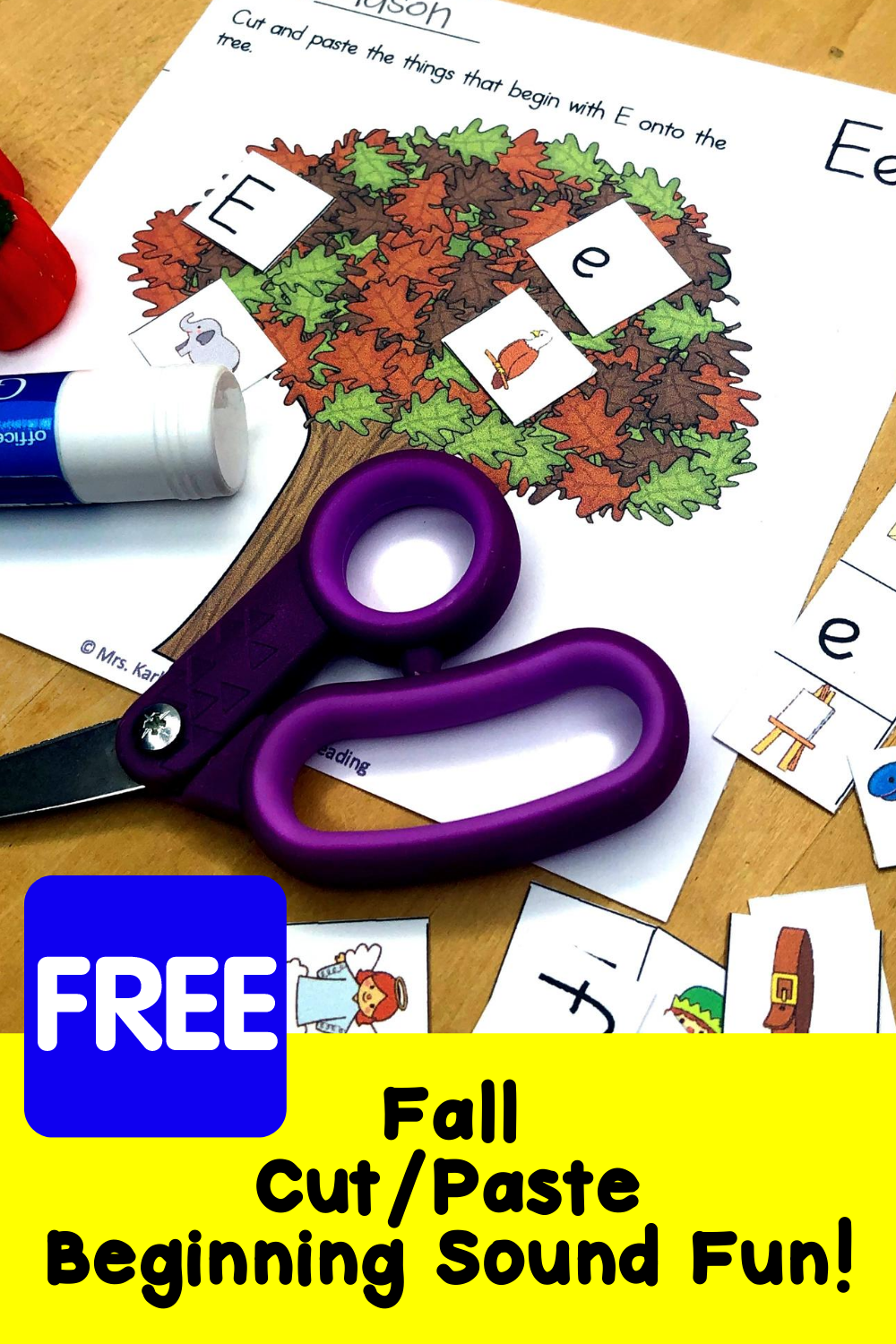 Fall Cut and Paste Beginning Sound Fun! | Mrs. Karle's Sight and Sound ...