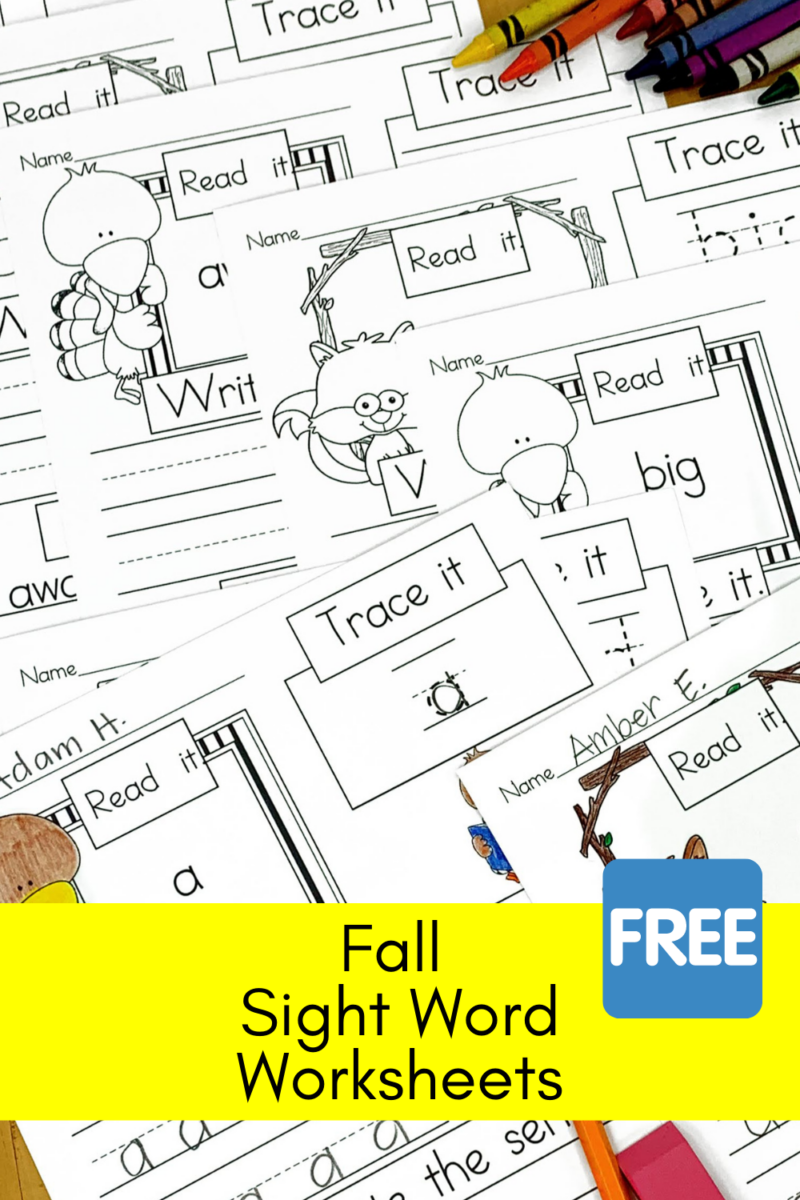 Fall Sight Word Practice Pages | Mrs. Karle's Sight and Sound Reading