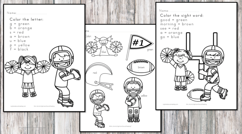 Kindergarten Football Worksheets | Mrs. Karle's Sight and Sound Reading