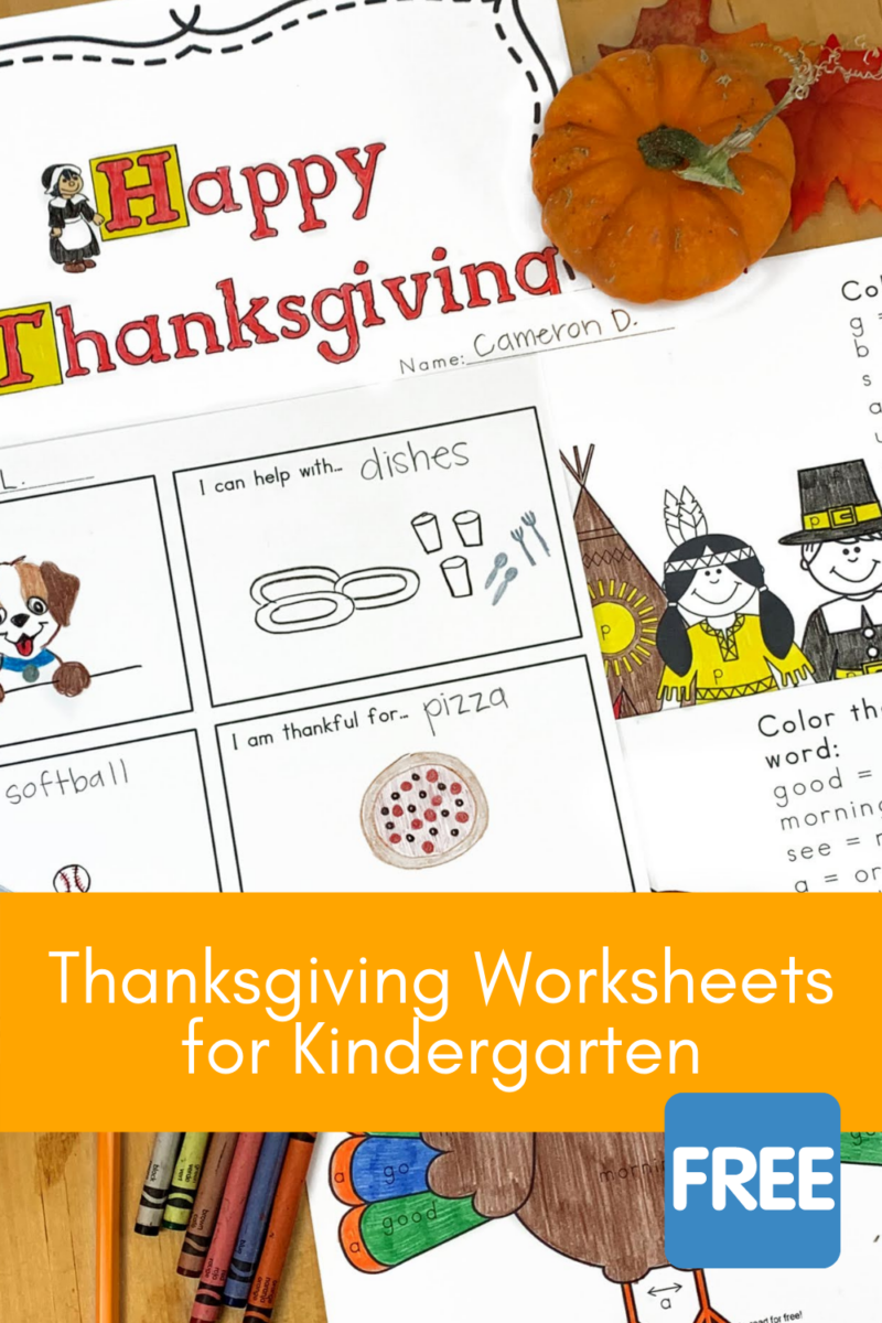 Free Thanksgiving Worksheets for Kids | Mrs. Karle's Sight and Sound ...